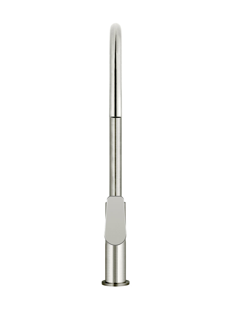 Round Paddle PVD Brushed Nickel Pull Out Kitchen Mixer Tap | PVD ...
